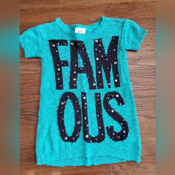 Justice | Dresses | Justice Girls 5 Teal Famous Sweater Dress | Poshmark